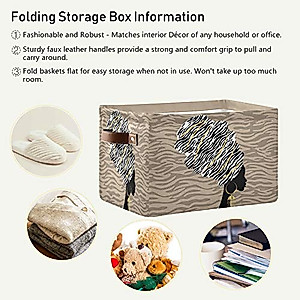 ALAZA Foldable Storage Bins, African Woman with Zebra Print HairStorage Boxes Closet Shelf Organizer for Bedroom Nursery Closet Toys Books