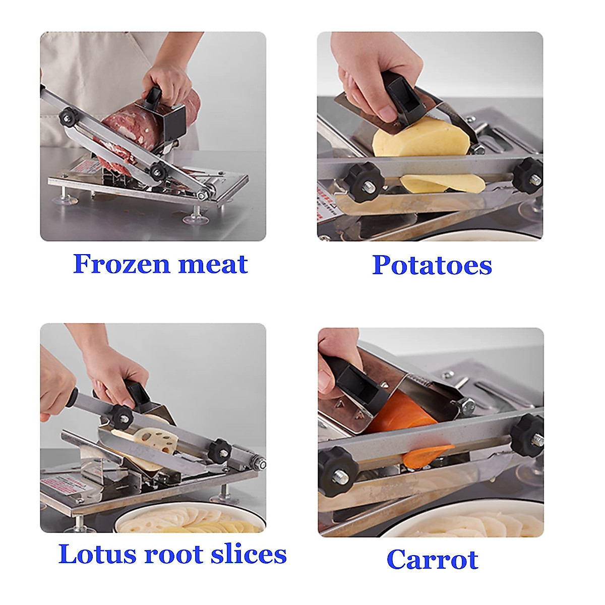 HYDDNice Meat Slicer Stainless Manual Meat Cutter Slicing Machine RollMeat Slicer Vegetable Meat Cheese Food Slicer Meat Cleavers for Home Kitche