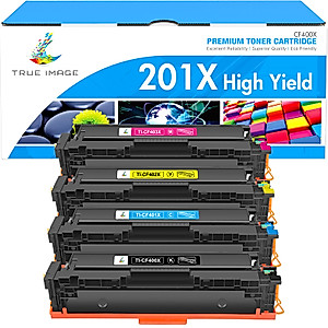 TRUE IMAGE Compatible Toner Cartridge Replacement for HP 201A 201X CF400X CF400A Color Pro MFP M277dw M252dw M277c6 CF401X CF402X CF403X M252 M277 Printer (Black Cyan Yellow Magenta, 4-Pack)