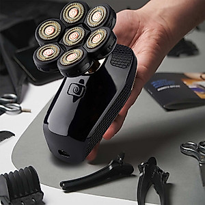 Head Shavers for Bald Men Electric Rotary 5 in 1 Shaver Beard Trimmer Grooming Kit, Rechargeable USB Faster-Charging LED Display Waterproof Wet/Dry Clippers