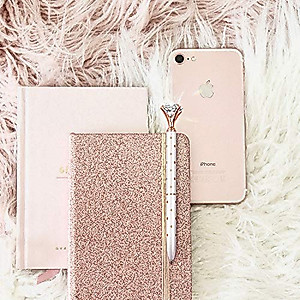 JOANCÉE 16 PCS Diamond Pen With Big Crystal Bling Metal Ballpoint Pen, Office Supplies And School, Rose Gold/White Rose Polka Dot/Silver/Rose Gold With White Polka Dots, Includes 16 Pen Refills