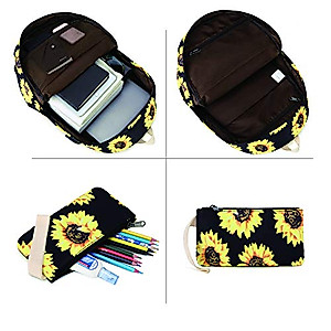 Natayoo Sunflower School Backpack for Girls Women Water Resistant Laptop Backpack with USB Charging Port, Lightweight College Bookbag