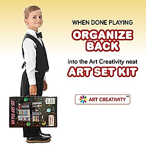 Deluxe Art Set For Kids by ART CREATIVITY - Ideal Beginner Artist Kit Includes 101 Pieces - Watercolor, Crayons, Colored Markers, Color Pencils and More + Bonus Coloring Book