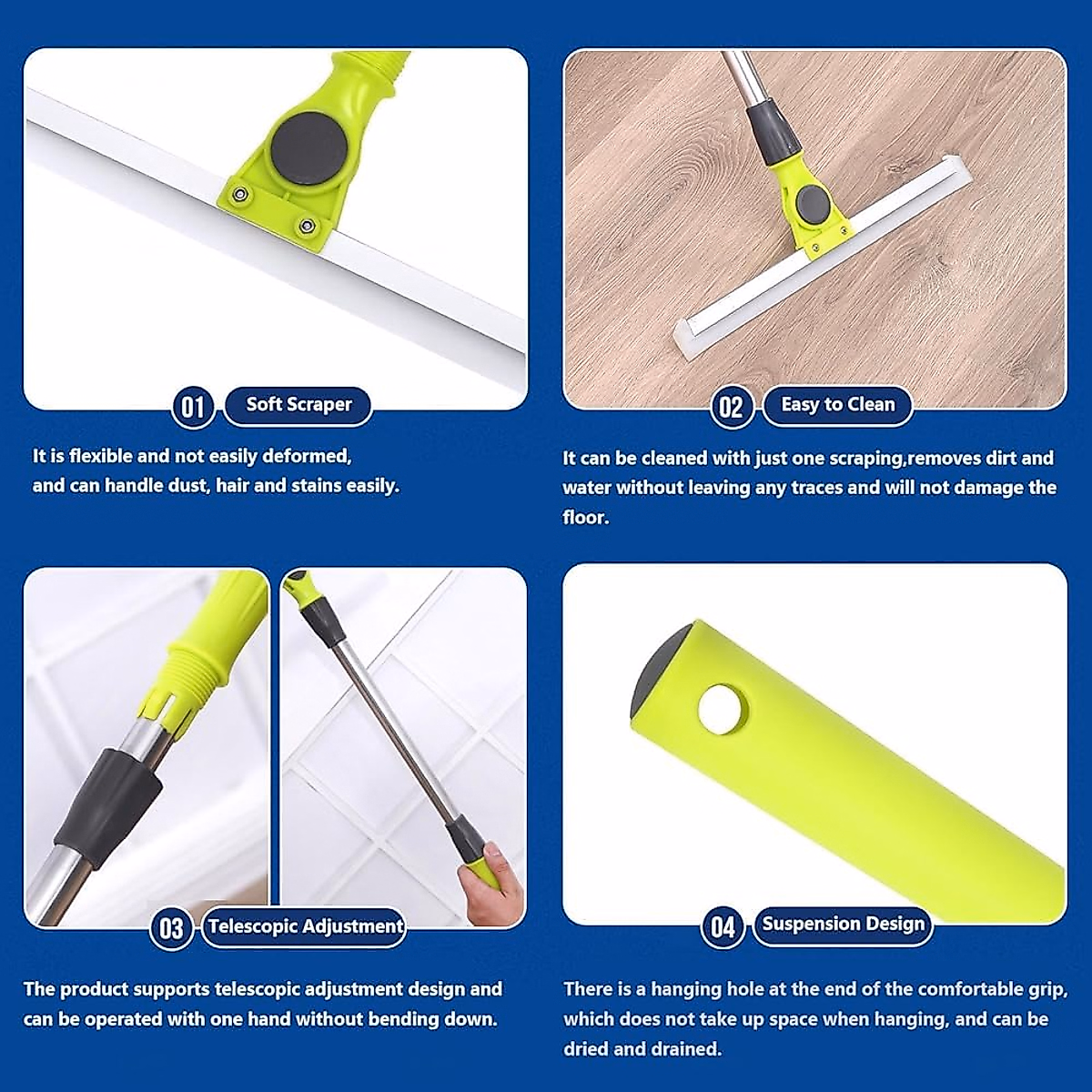 Air Broom as Seen on TV, with 51in Long Handle Magic Broom Sweeper, Flex Broom for Concrete Floor,Bathroom Tile