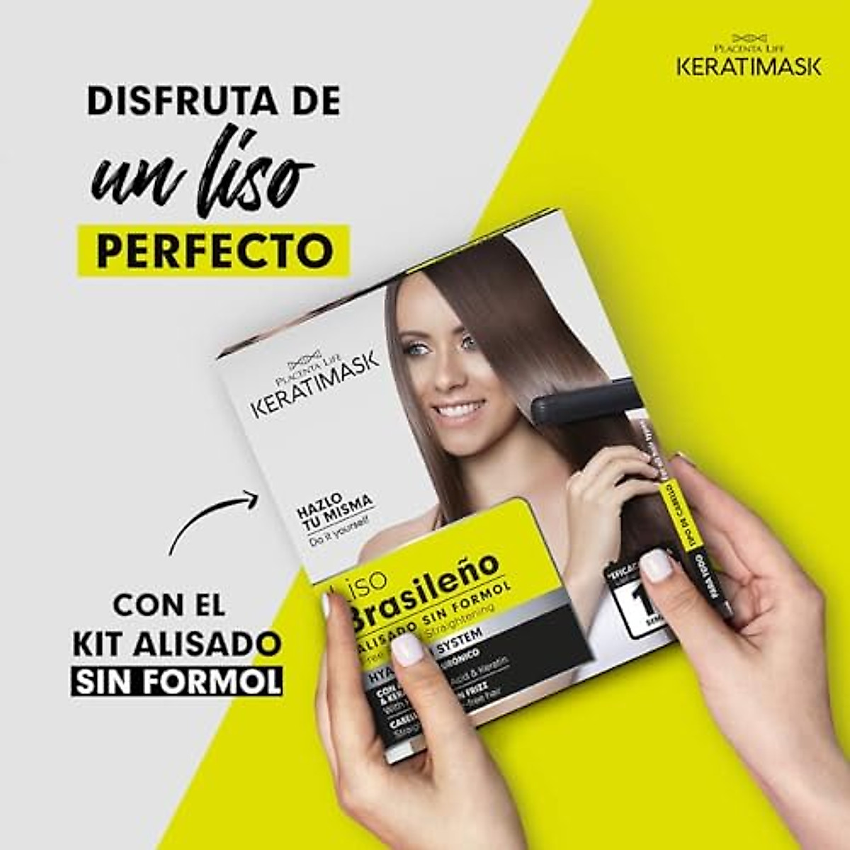 PLACENTA LIFE KERATIMASK Brazilian Straightening Kit with Keratin and Hyaluronic Acid - Keratin Treatment- Get a perfect smooth, shiny and silky- Formaldehyde FREE