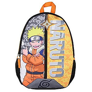 Bioworld Naruto Backpack 3D Quilted Character 16" Kids School Travel Backpack w/Rubber Shurukien Zipper Pull