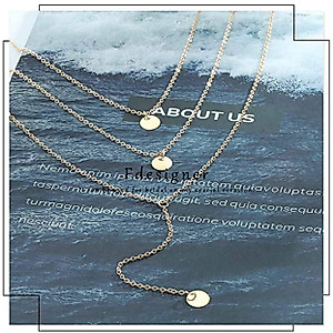 Fdesigner Fashion Layered Long Necklace Coin Pendant Necklace Chain Charm Necklace Jewelry for Women Over 15 years old