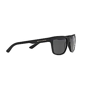 A|X ARMANI EXCHANGE Men's AX4026S Square Sunglasses, Matte Shiny Black/Grey, 56 mm