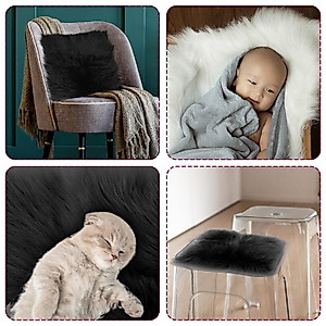 Sibba Fur Faux Locker Fabric Rug Polyester Yard Pre Cut Artificial Craft Costume Double Side Square Crafting Strips Liners Set Plush Precut Fluffy Cloth Photography Cosplay Outdoor(Black,30 cm)