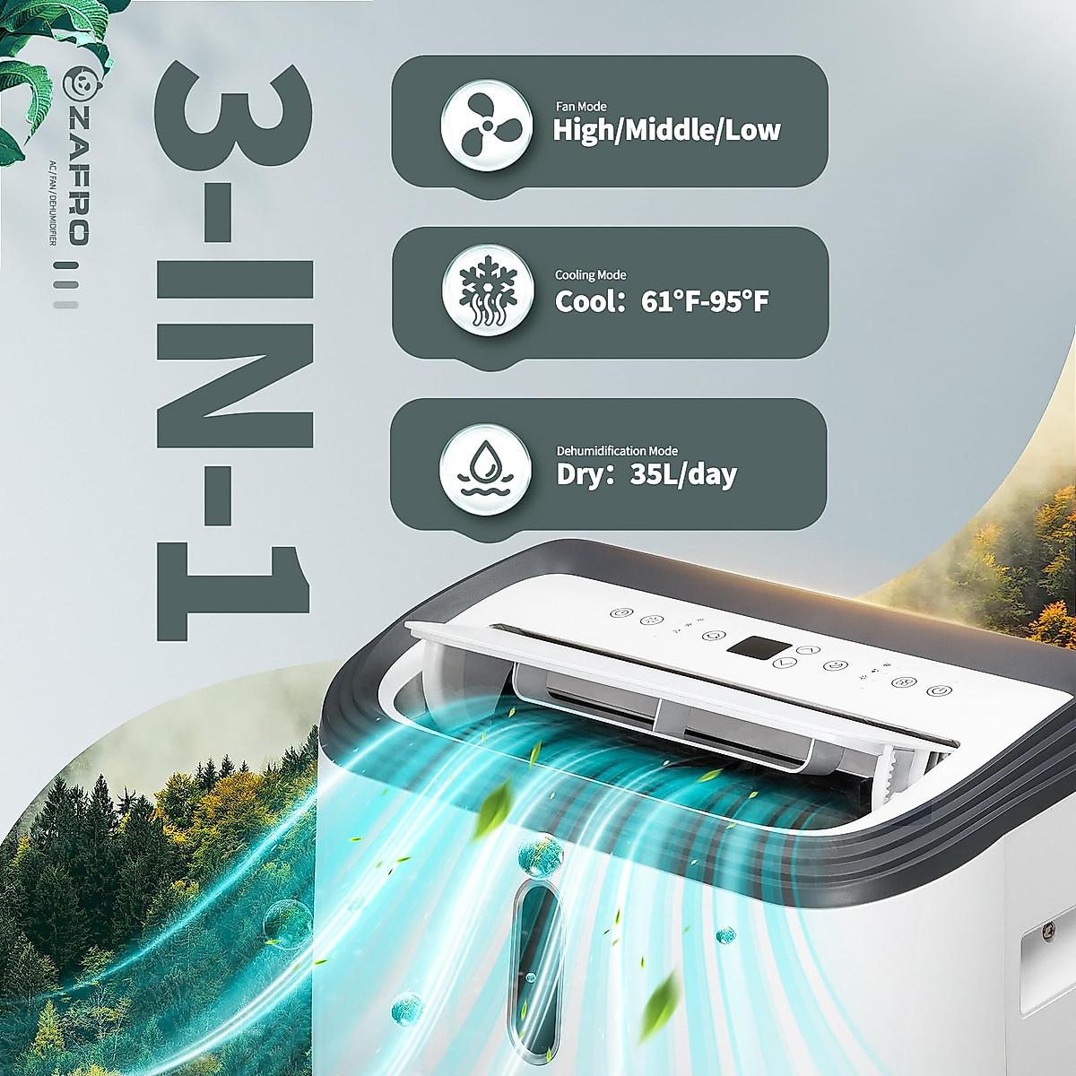 ZAFRO Portable Air Conditioners 14000 BTU Air Conditioner for Room Up to 700 Sq. Ft