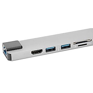 HUB Multifunction USB 3.0 Type‑C HDMI RJ45 Display Adapter Gray Compatible with OS X/Windows for Office and Entertainment