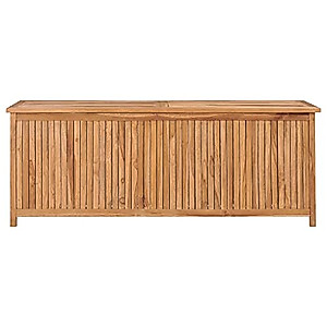GOTOTOP Deck Box in Solid Teak Wood, Wooden Patio Storage Box Container, Garden Backyard Storage Bench for Outdoor Cushions Garden Tools,59.1"x19.7"x22.8"