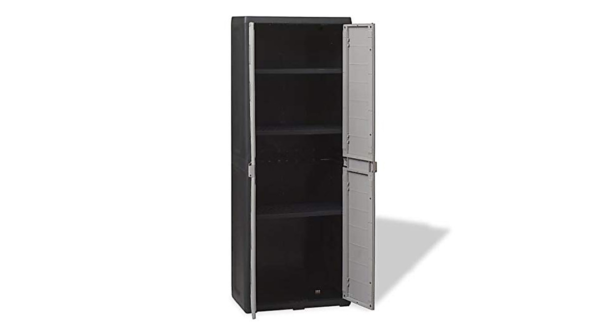 Shoe Rack Garden Shed Double Door Outdoor Storage Cabinet with 3 ...