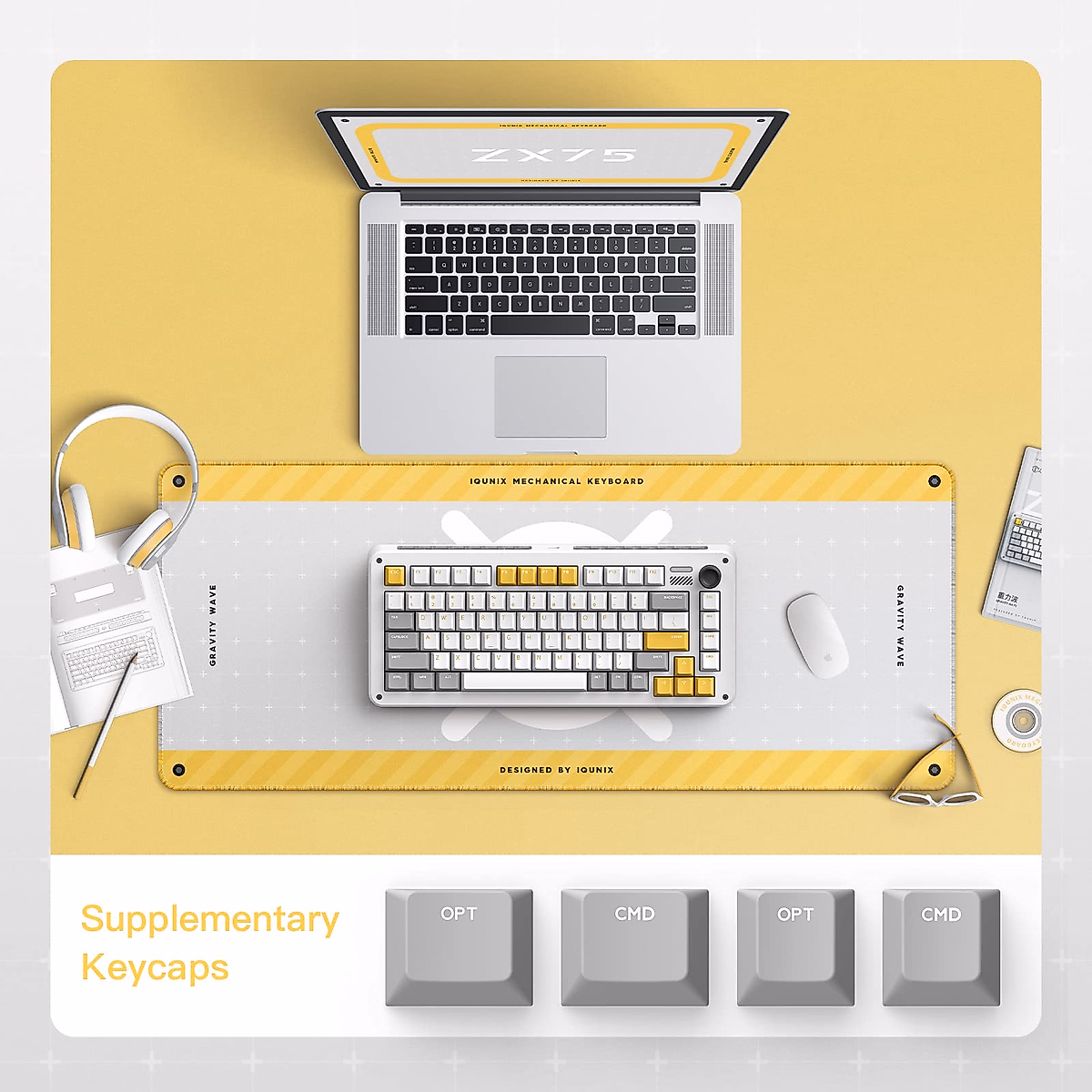 iQunix ZX75 Gravity Wave 75% RGB Mechanical Keyboard with Volume Knob, 81 Keys Hotswap Moonstone Switches Wireless Gaming Keyboard, Supports Bluetooth 5.1, 2.4GHz and Wired, for Win/Mac