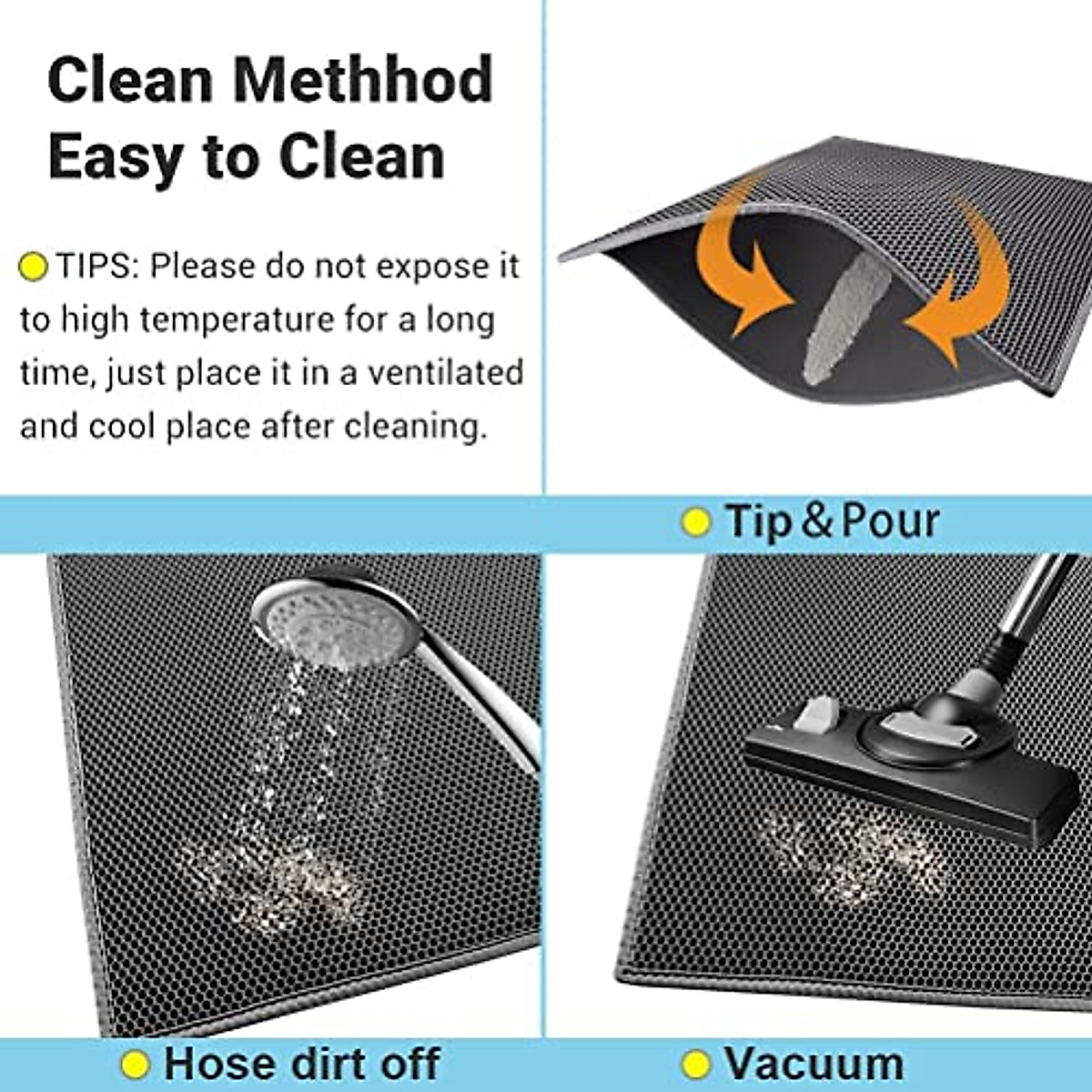 Pieviev Cat Litter Mat Double Layer Waterproof Urine Proof Trapping Mat 1 Pack (30''X24'', Gray)