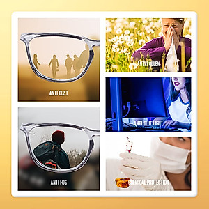 4-Pack Fashion Safety Glasses Goggles Anti Fog for Women Man Ansi Z87.1 Safety Glasses Anti Blue Light / Anti-Scratch / Anti-pollen Protective Eyewear for Nurse Dental and Daily Use Reading Available