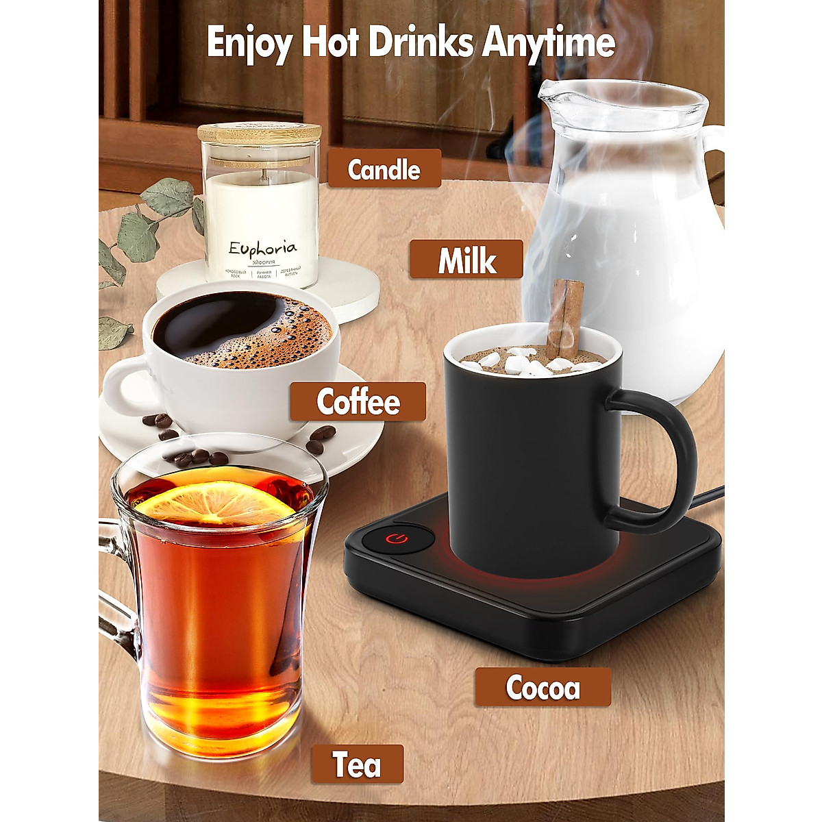 Coffee Mug Warmer - Mug Warmer for Desk with 2 Temperature Settings, Electric Coffee Cup Warmer, Auto Shut Off Coffee Warmer White