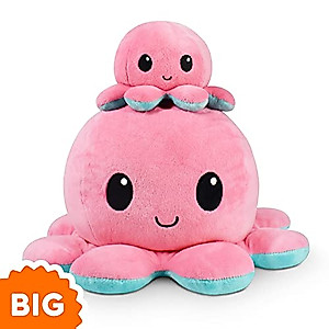 TeeTurtle - Original Reversible Big Octopus Plushie - Pink + Blue - Huggable and Soft Sensory Fidget Toy Stuffed Animals That Show Your Mood - Gift for Kids and Adults!