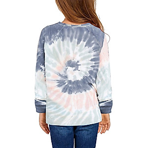 GRAPENT Girls Casual Tie Dye Print Active Hoodie Long Sleeve Sweatshirts Pockets Pullover Tops Size XX-Large 12-13