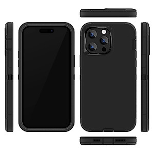 Case Compatible with iPhone 14 Pro Max, Heavy Duty Protective Black Phone Case, Full Body Shockproof Durable Silicone Rubber with Hard PC Rugged Sturdy Phone Cover for 14 Pro Max 6.7 Inch. (Black)