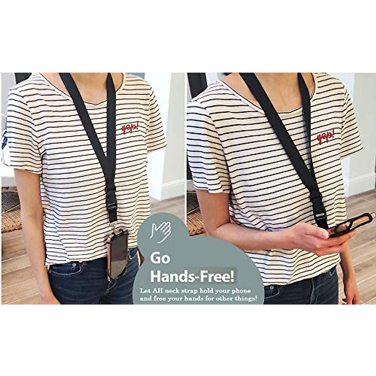 AccessoryHappy AH Universal Heavy Duty Cell Phone Carrying Lanyard Leash Neck Strap Tether Holder Quick Release Buckle Smart Cell Phone Credit Card Holder Case for iPhone, Galaxy & Most Smartphone