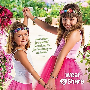 Flower Crowns & Bracelet Making Kit for Girls - Make Your Own Jewelry Kits for Kids - DIY Hair Accessories Set - Arts & Crafts Gift for Ages 6-12 Year Old Girl - Craft Maker Gifts Toys Age 6 7 8 9 10
