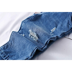 KIDSCOOL SPACE Baby Boy Girl Jean Overalls,Toddler Ripped Denim Cute Workwear,Light Blue,2-3 Years