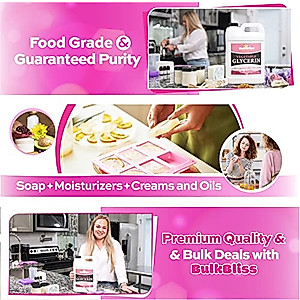 BulkBliss Vegetable Glycerine Food Grade, Non-GMO for Skin, Crafts - Half Gallon Glycerin Liquid (64 oz)