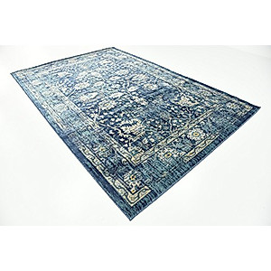Unique Loom Oslo Collection Traditional Botanical Navy Blue Area Rug (6' x 9')