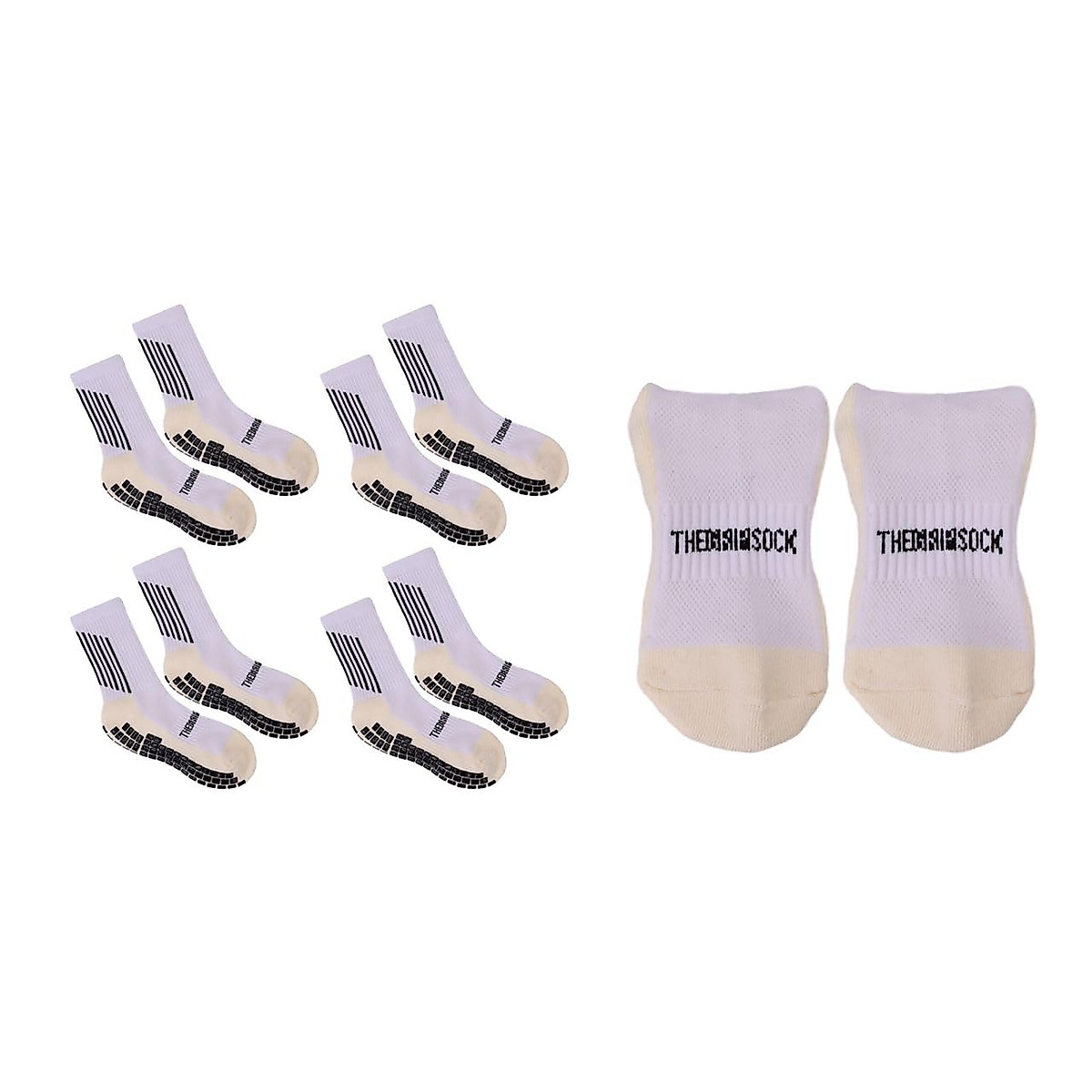 The Grip Sock Youth Socks, Soccer Socks Kids, Anti Slip Soccer Socks, Trampoline Socks, Non Slip Football Grip Socks, Kids socks 4 pk Kids ages 4-10 (White)