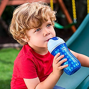 Chicco Insulated Flip-Top Straw Spill Free Baby Sippy Cup, 12 Months+, Blue/Teal, 9 Ounce (Pack of 2)