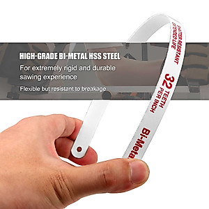 HAUTMEC 12" Hacksaw Blades Replacement Bi-Metal 32 TPI High Speed Steel Grounded Teeth, Safe-Flex Hand Hacksaw Blade 2 Pack HT0018-2PC