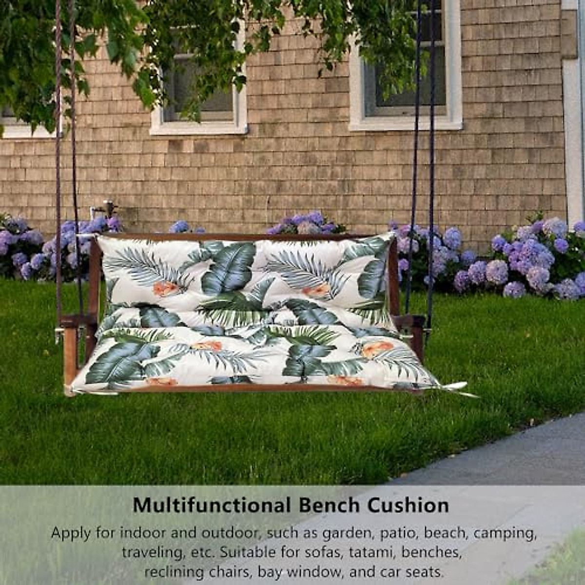 Gollense Outdoor Swing Cushions for Outdoor Furniture Waterproof 2-3 Seater Bench Cushion Replacement 4" Thick with Backrest & Ties for Patio Backyard Garden, 47 x 40 Inch, Navy