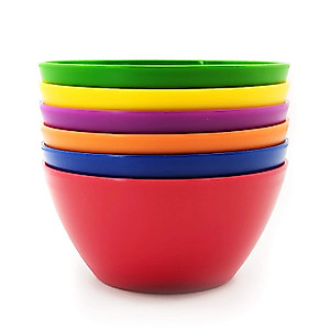 KX-WARE Unbreakable 24-piece Plastic Dinnerware set, Reusable Plates and Bowls, Basic Color