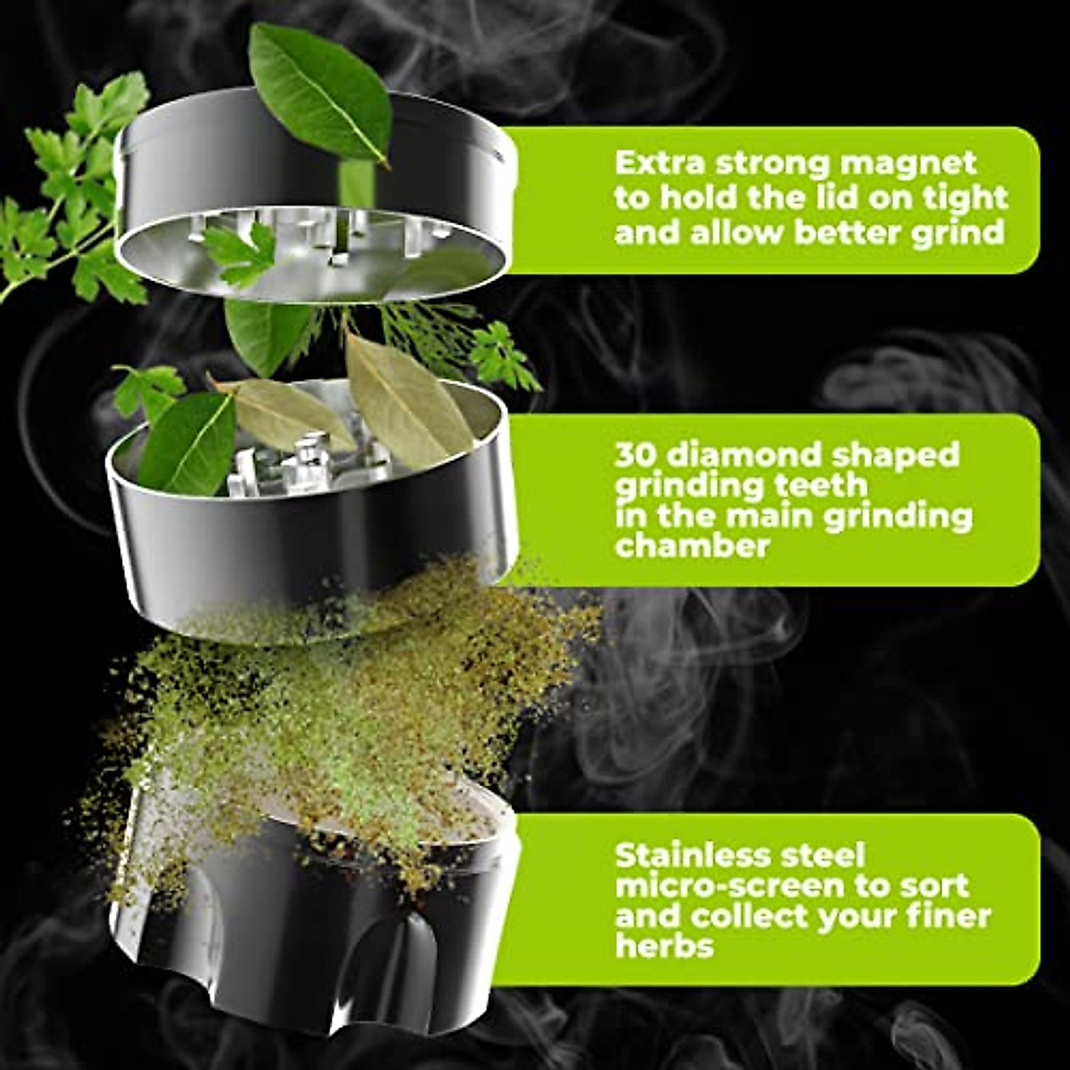 Universal Zink Hand Grinder, Revolver Collection, Silver 2.04in