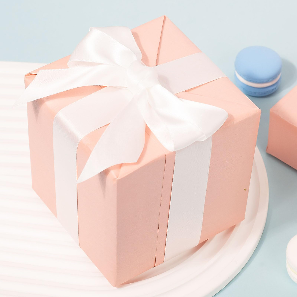 Homeral Pink Baby Shower Wrapping Paper Roll - Shimmer Pearl Luster Reversible Gift Wrap Paper for Baby Shower, Birthday, Wedding, Easter - Mini Roll - 17 Inch x 32.8 Feet