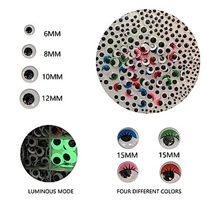 Vanteexpro Craft Googly Wiggle Eyes with Self Adhesive, 1000pcs Mix Size and Colored Googly Eyes with Eyelashes