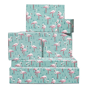 CENTRAL 23 Flamingo Wrapping Paper - 6 Sheets of Gift Wrap and Tags - Kids Wrapping Paper - For Men and Women - Birthday Wrapping Paper for Boys Girls - Comes with Stickers - Recyclable