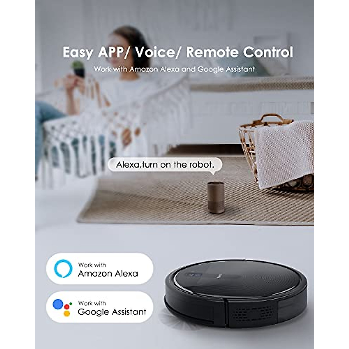 Thamtu G10 Robot Vacuum with 2700Pa Strong Suction, Super-Thin Robotic Vacuum Cleaner, Compatible with Alexa, Clean Schedule, Self-Charging, Ideal for Pet Hair, Hard Floor, Medium-Pile Carpet (Sliver)