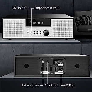 Vintage Home CD Stereo System, 40W RMS Micro Component with CD Player, Bluetooth, USB Playback, FM Radio, AUX-in & Earhpones Output, Clear Sounds & Rich Bass (TB-816 Black)