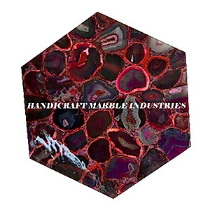 Pink Agate Table Top, Natural Agate Table Top, Stone Side Table Top Living Room, Home Decor, New Year's Gift Valentine's Day Gift, 18" x18" Inch, Best Buy, Piece Of Conversation