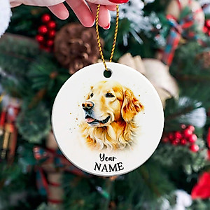 Custom Golden Retriever Dog Ceramic Ornament, Personalized Dog Christmas Tree Ornament 2023, Golden Retriever Dog Lovers Xmas Ceramic Ornaments, Pet Xmas Tree Decor Keepsakes, Pet Dog Present