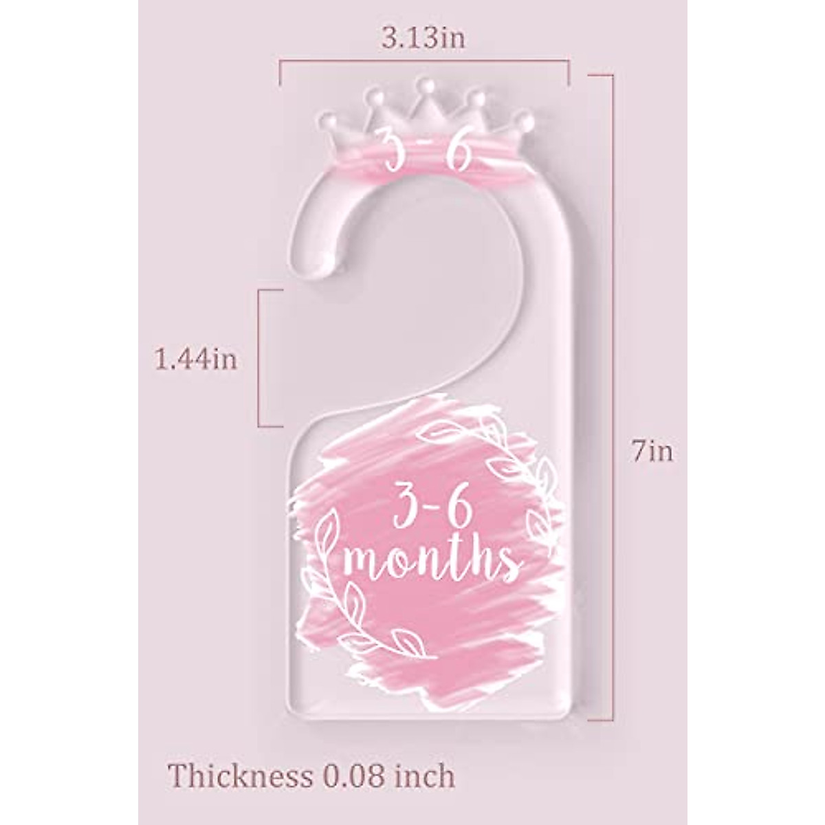 OneDream Baby Closet dividers Hanger separators - Set of 7 Baby Clothes dividers for Closet from Newborn to 24 Months, Acrylic Infant Clothes Divider (Pink)