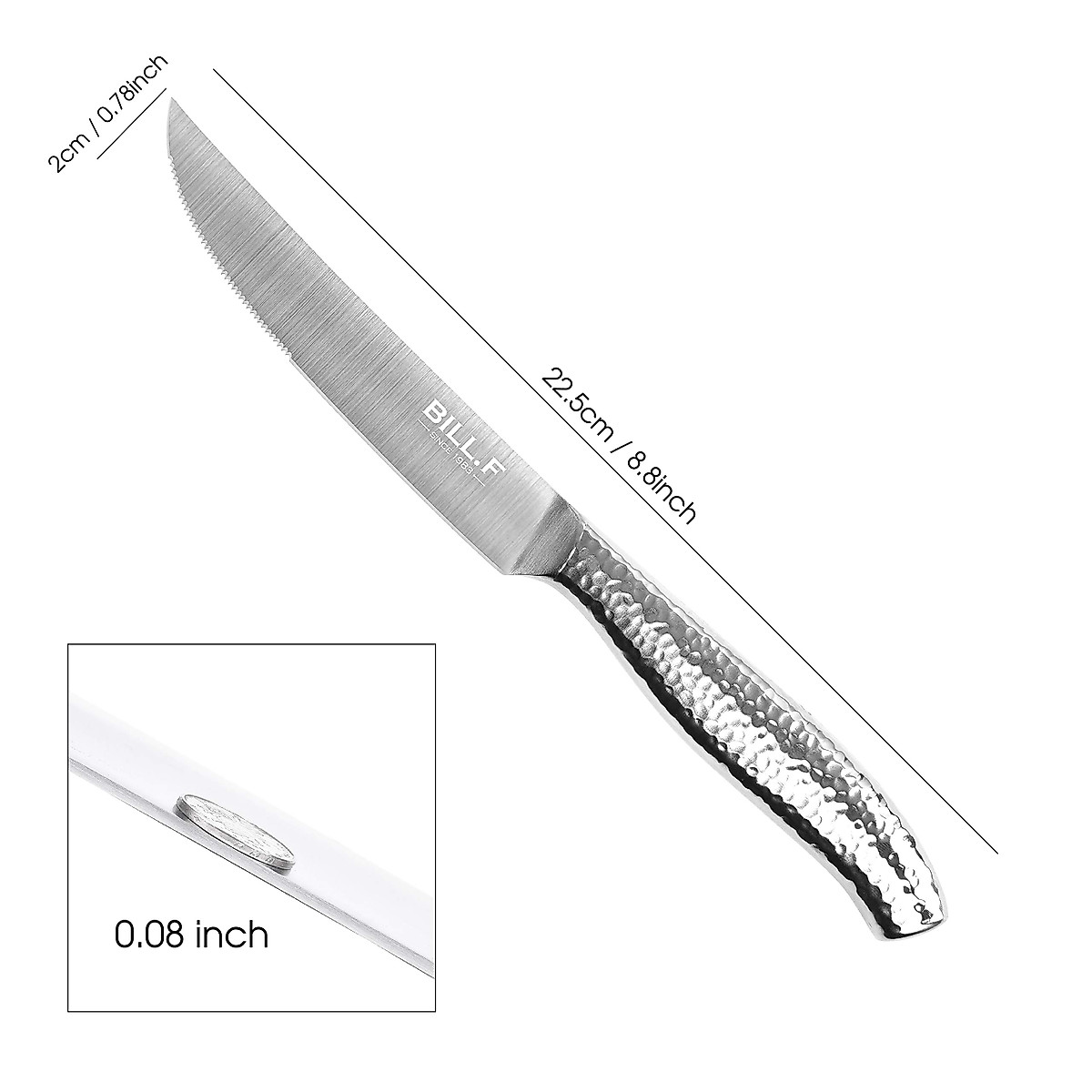 BILL.F Steak knives Serrated Steak Knife Set Stainless Steel Steak Knife Set of 4
