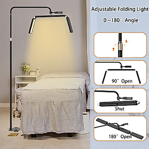 MYSWEETY Lash Light for Eyelash Extensions, 36'' Foldable Half Moon Light Lamp, LED Eyelash Floor Lamp, Estheticians Light with Phone Holder, Lash Light for Eyelash Tech, Tattoo, Makeup, Nails