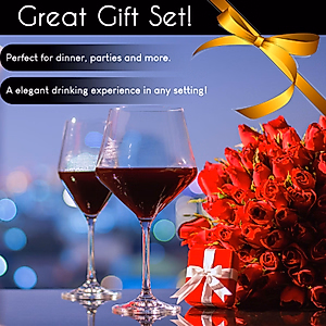 Mainstream Source Red Wine Glasses, Modern Renaissance Collection – Contemporary European Style Crystal Wine Glasses with Long Stems, Lead-Free (23.5 oz, Set of 4)