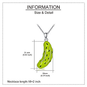 UCADRIT Pickle Necklace 925 Sterling Silver Pickle Cucumber Jewelry Gifts For Women