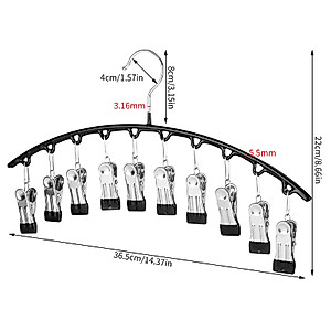 2 Pack Legging Organizer for Closet Hanging, Stainless Steel Clips Hangers for Pants with 10 Clips, Heavey Duty Legging Hangers for Closet Jeans Skirts Bras (Black)