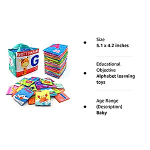26 Pieces Soft Alphabet Cards with Cloth Storage Bag for Babies Infants, Toddlers and Kids ABCs Learning Flash Cards, Best Early Educational Toys for 0 1 2 3 Years Old Boys and Girls
