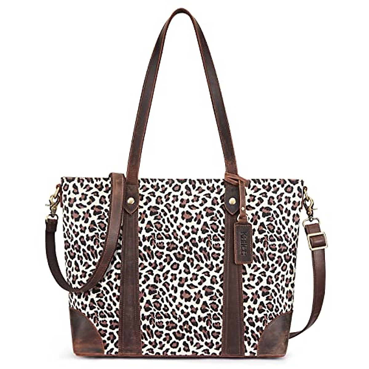 Kattee Women Genuine Leather Tote Bags Purses and Handbags Shoulder Vintage Crossbody Work (Dark Brown)